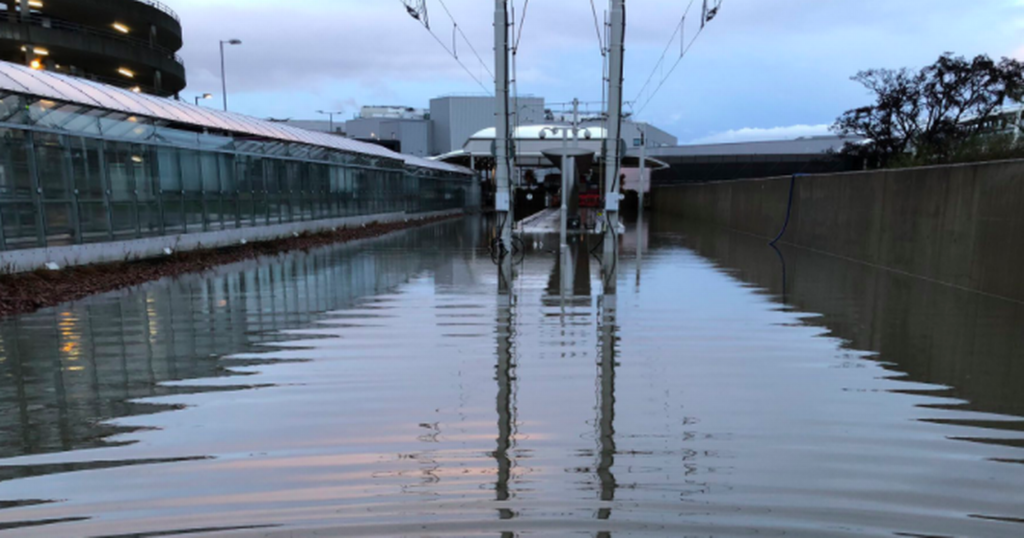 Edinburgh flooding: Tram tracks pictured submerged in…