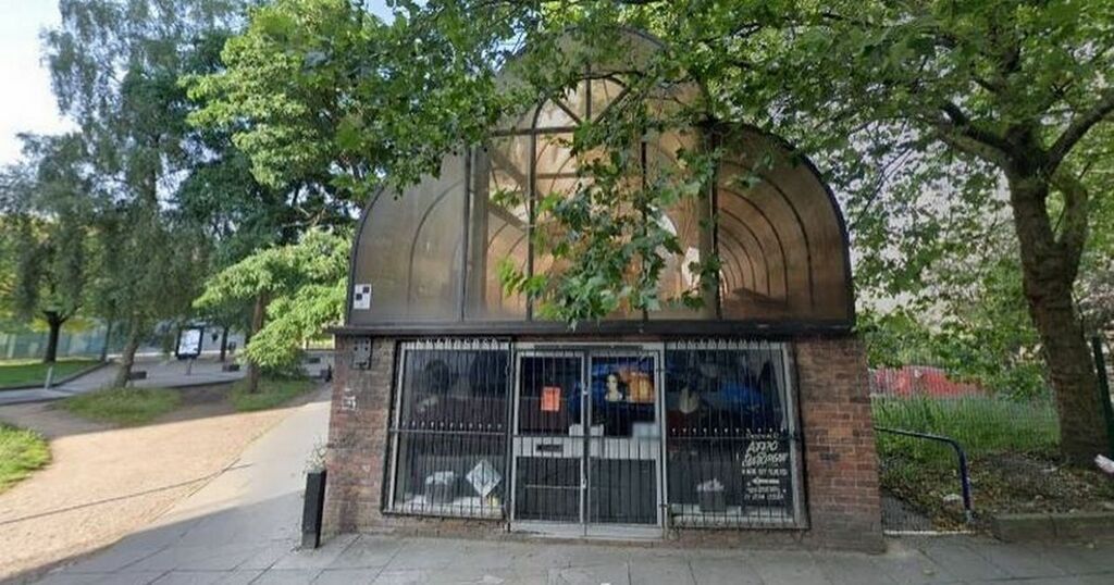 Inside eerie huge underground abandoned pub with bar…