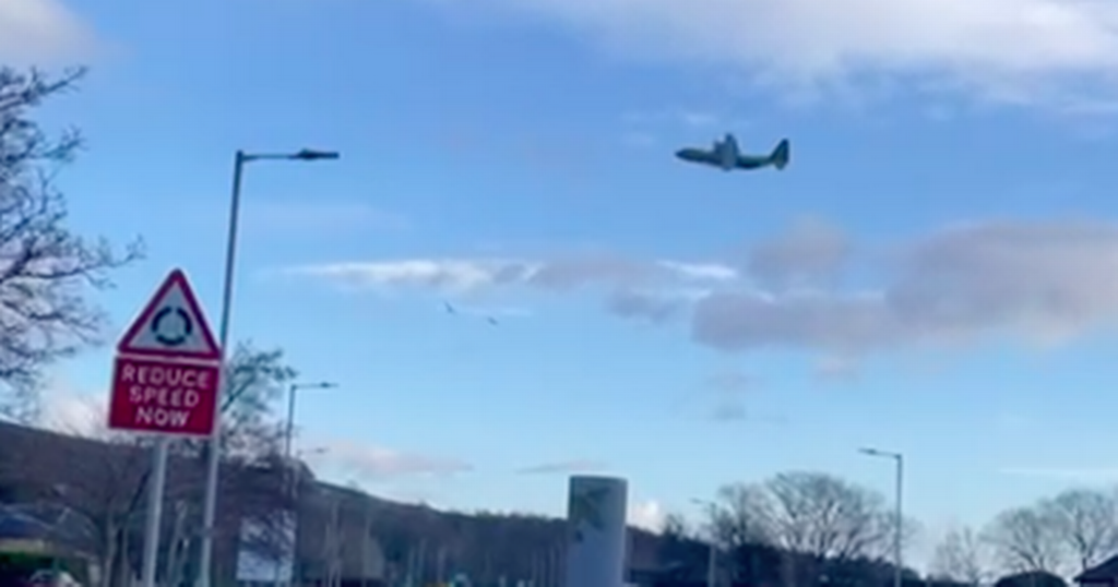 Huge Hercules military plane swoops over Scots town as…