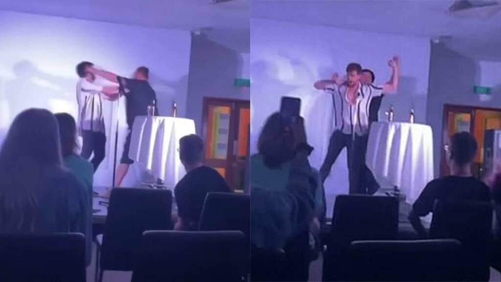 Watch: Controversial comedian punched in head on stage…