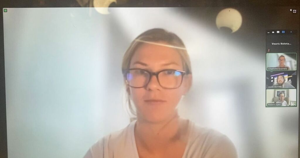 Woman falls off chair during Zoom meeting and has…