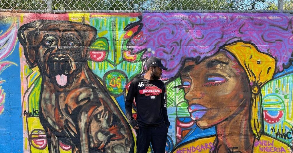 Nigeria-born artist puts his style into his murals,…