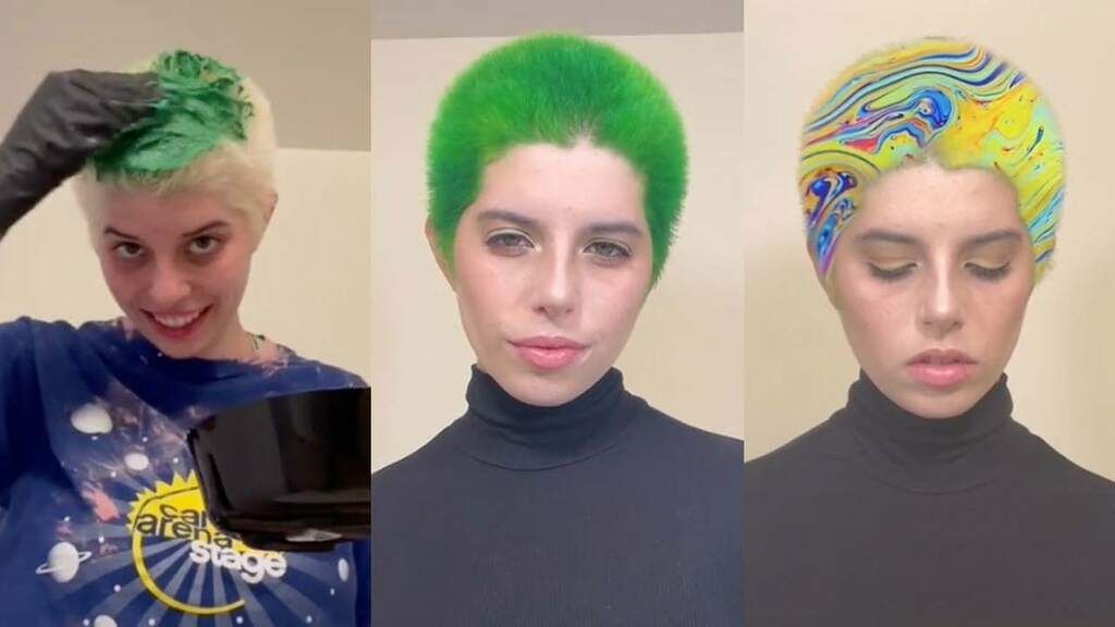 A TikToker Turned Her Entire Noggin Into A Green…