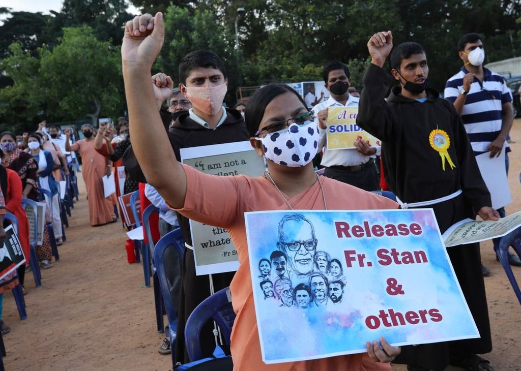 Indian activist Stan Swamy, jailed under terror law,…