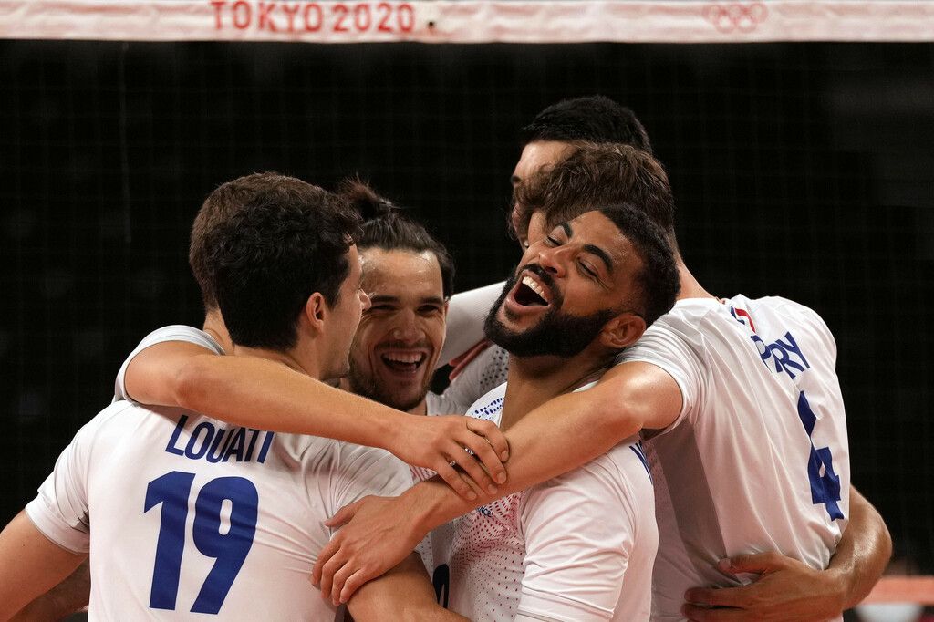 French men’s volleyball team celebrated its gold medal…