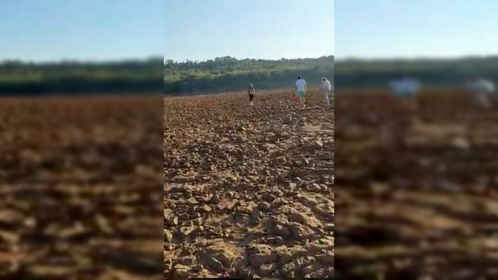 Historic drought means you can now walk across the dry…