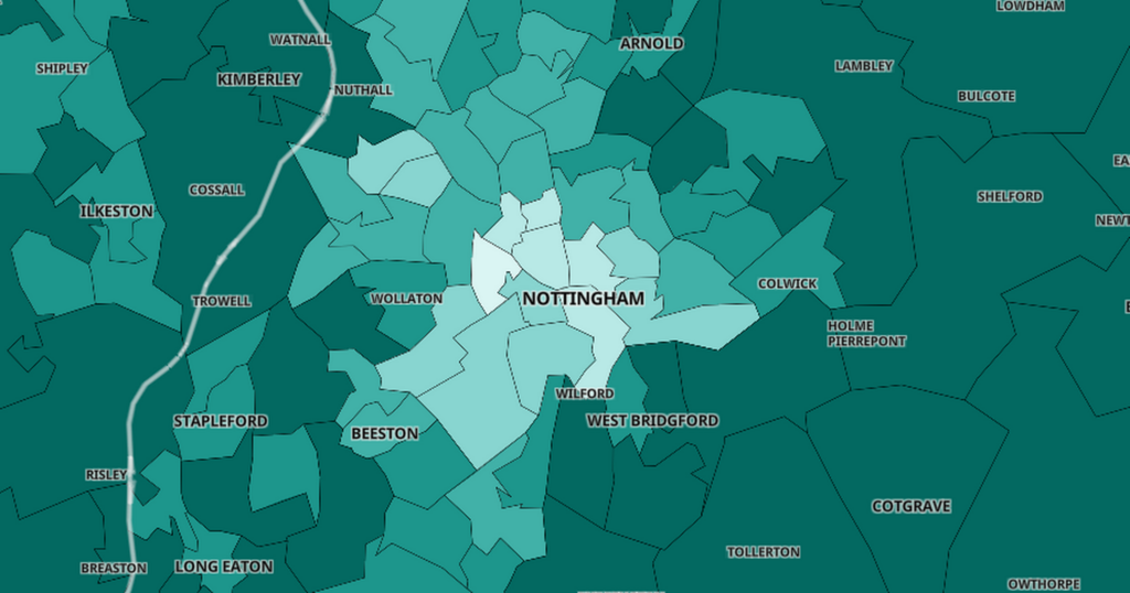 The 6 Nottingham areas where less than half of…