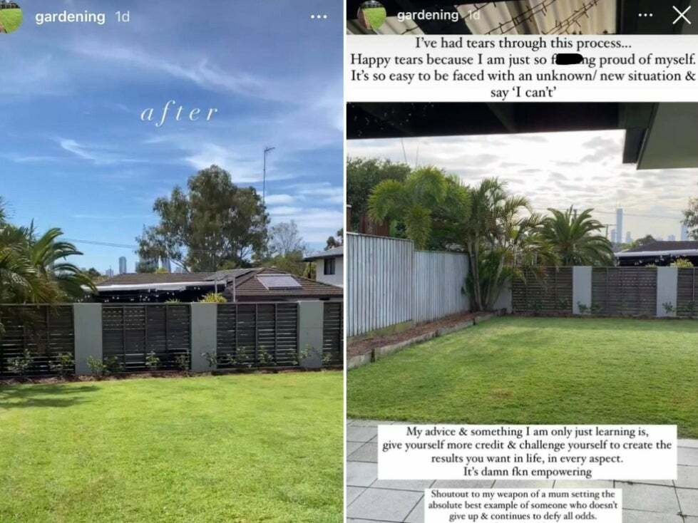 Influencer mocked for crying after mowing her lawn