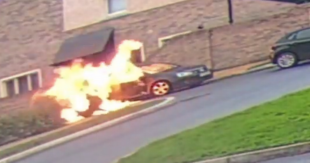 Shocking footage shows man caught up in fireball…