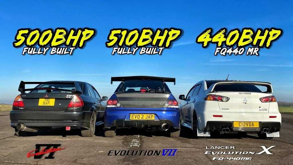 Three Generations Mitsubishi Lancer Evos Meet In Drag…