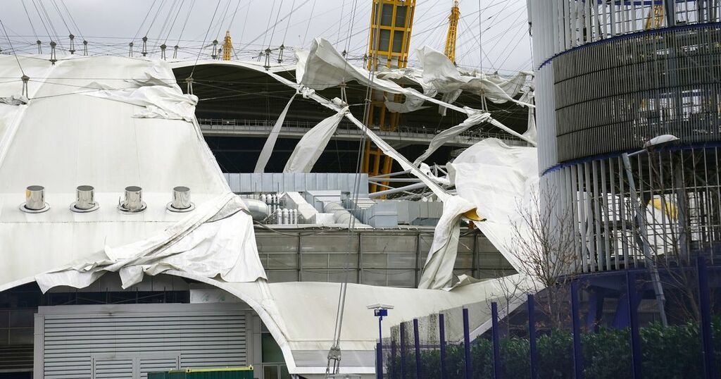 London's iconic O2 Arena has roof ripped off by Storm…