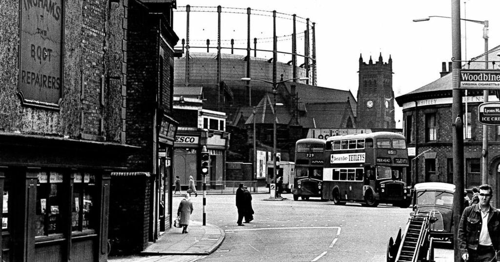 The huge gasworks which towered over a village