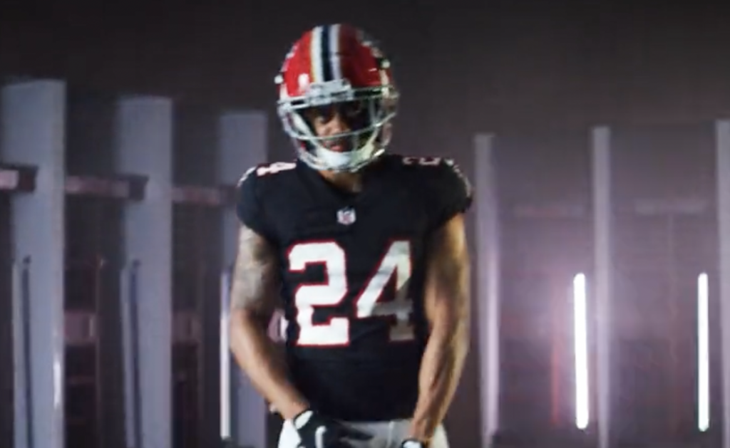 The Falcons revealed 1966 throwback uniforms with red…
