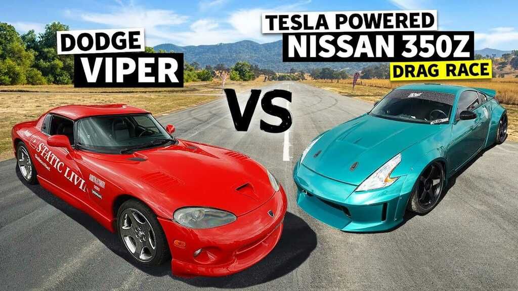 Nissan 350Z With Tesla Motor Swap Drag Races…