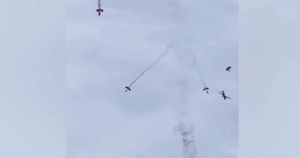 Red Devils spotted jumping from plane over stadium…