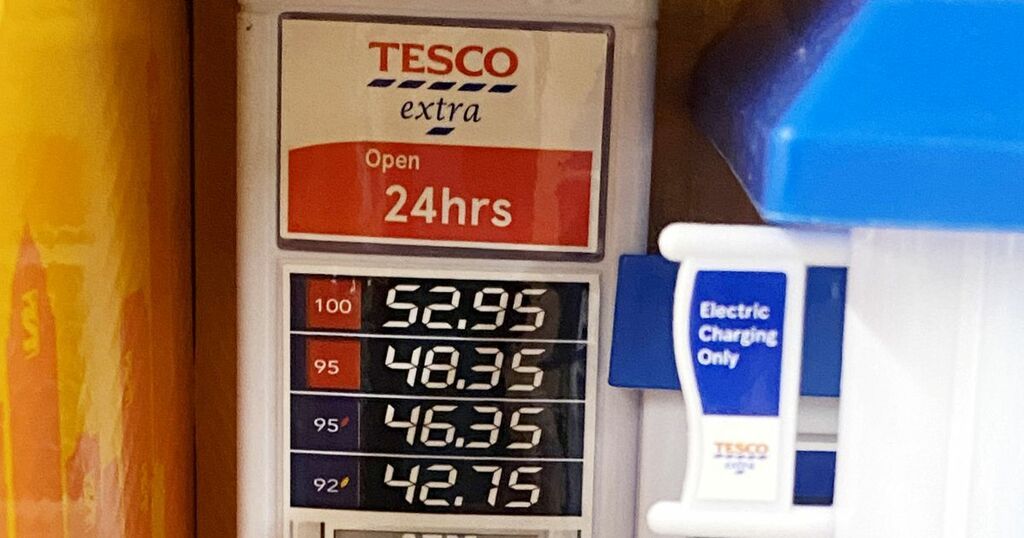 Tesco petrol station selling fuel for 52.95p a litre