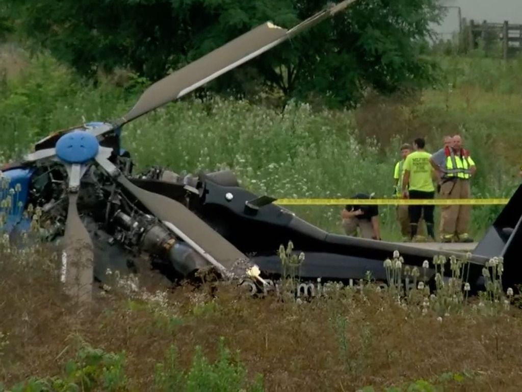 Medical helicopter strikes power lines and goes down…