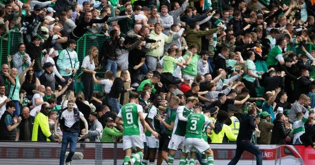 Hibs fans launch pitch invasion as derby exuberance…