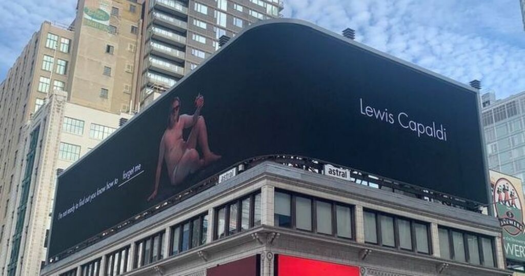 Lewis Capaldi strips for billboard launch as he…