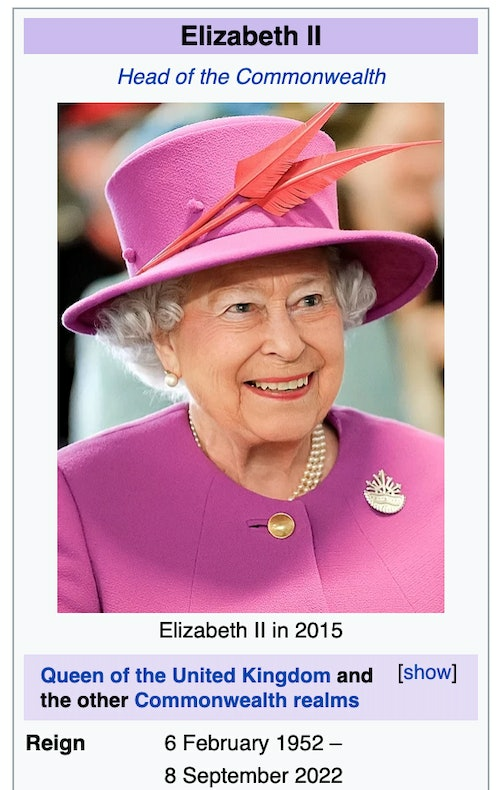 Who the hell updated Queen Elizabeth II’s Wikipedia…