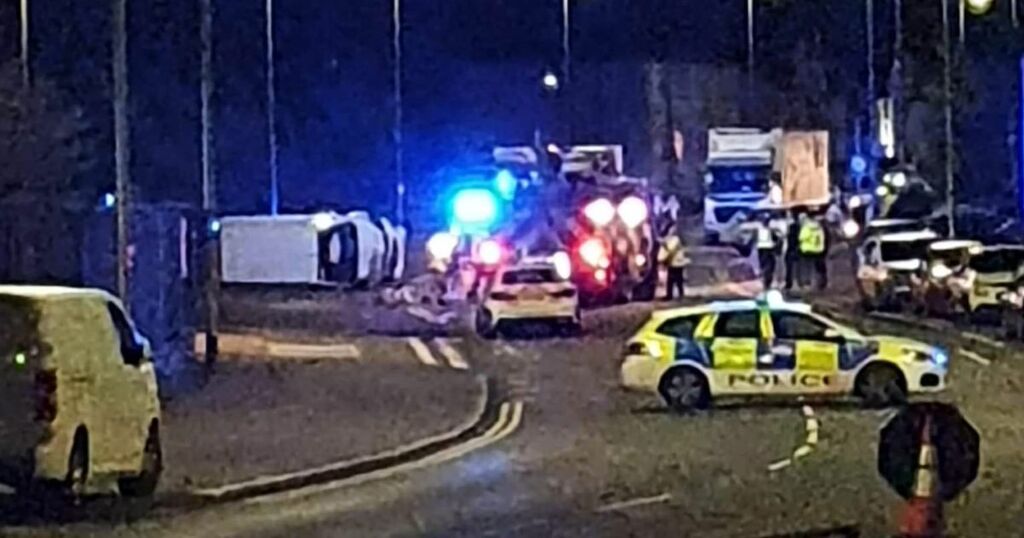 Car flips on side in terrifying Scots road crash as…