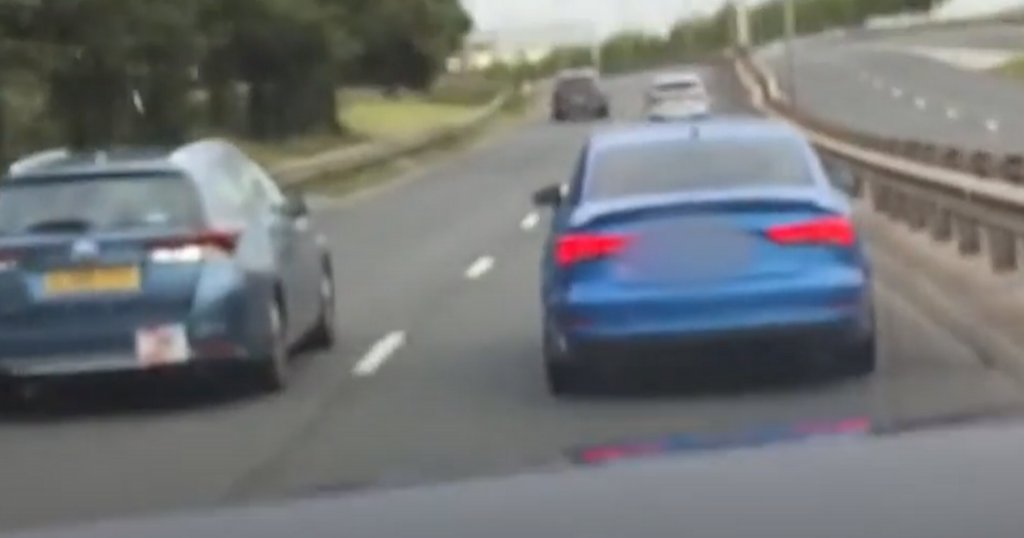 Shock footage shows cars 'racing' as vehicle undercuts…