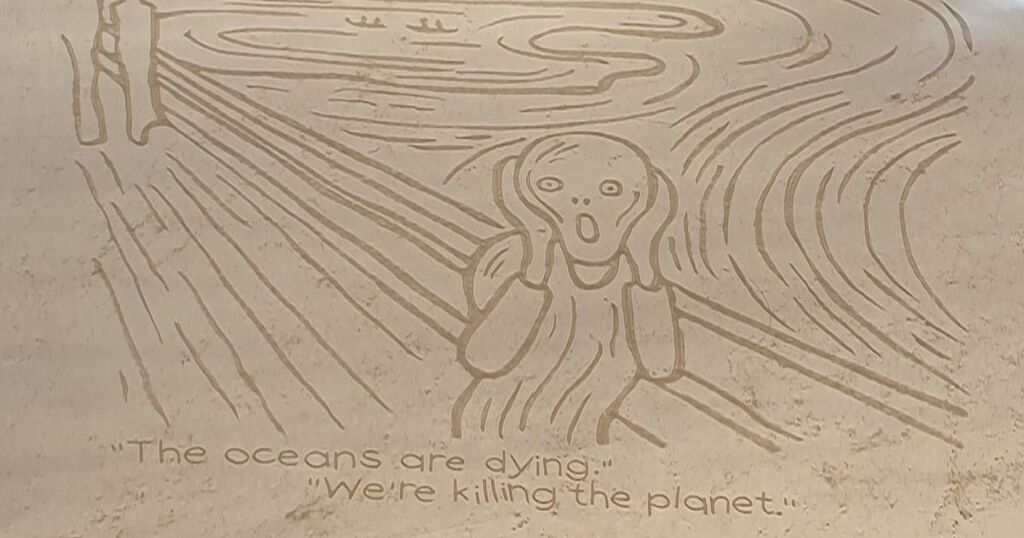 Huge 328ft doodle of 'The Scream' appears on beach