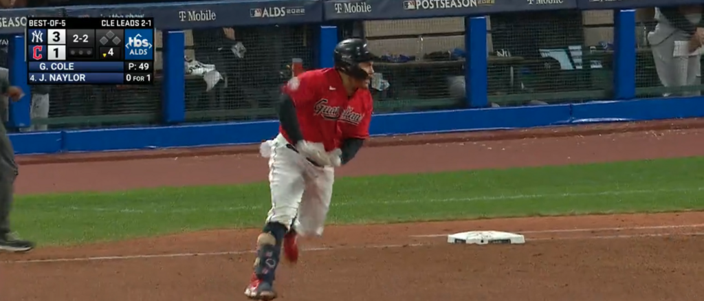 Guardians’ Josh Naylor broke out his ‘rock the baby’…