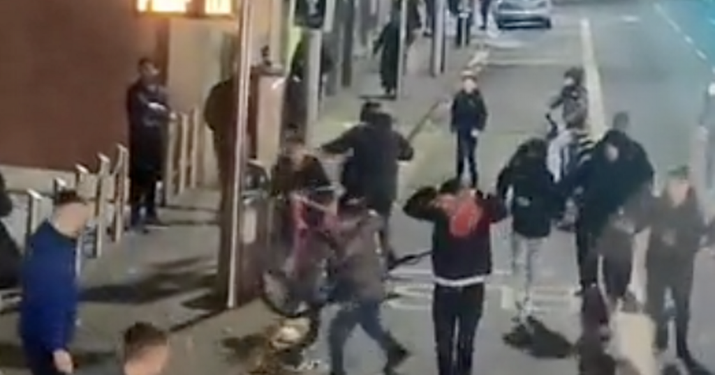 Shocking footage shows brawl in Dublin city centre as…