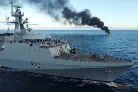 Royal Navy warship torches boat carrying £24m of…
