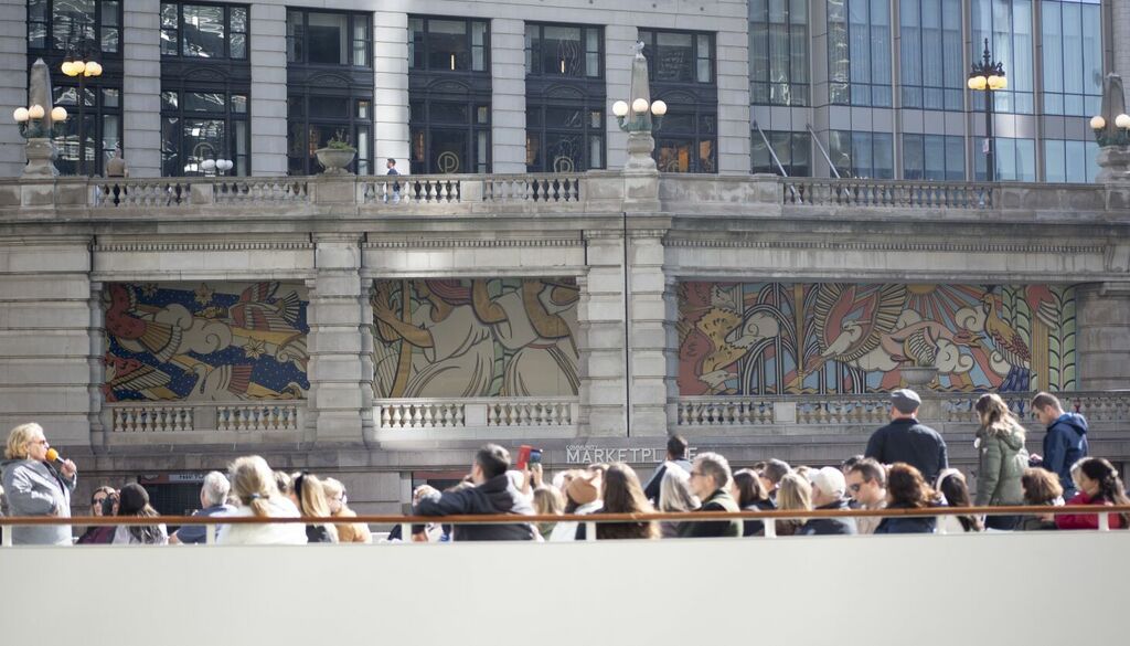 For Riverwalk mural, artist Kate Lewis drew…