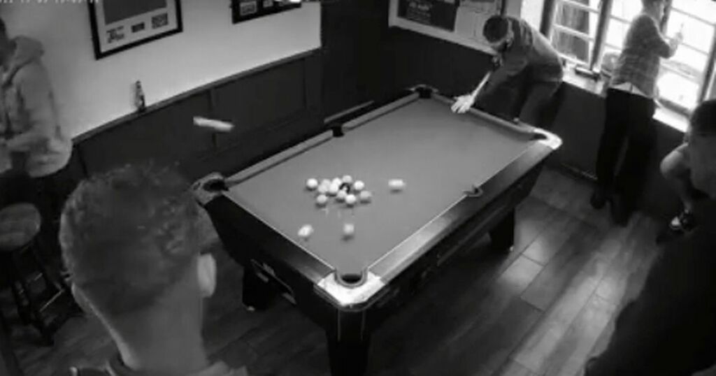 Hilarious moment pool player accidentally strikes ball…