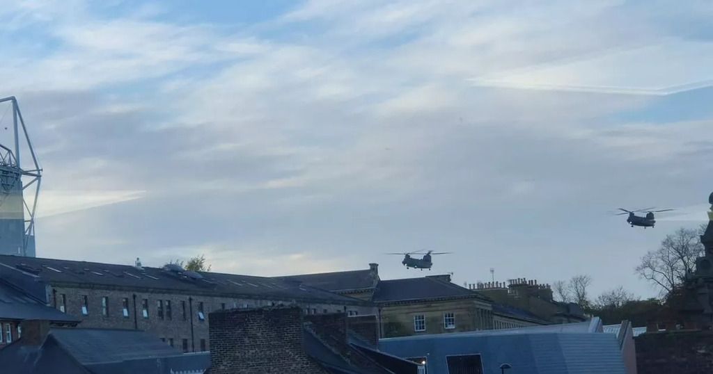 RAF Chinook helicopters spotted flying low over…