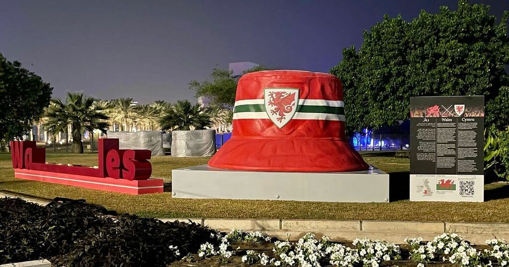 Giant Welsh bucket hat appears in Doha a week before…