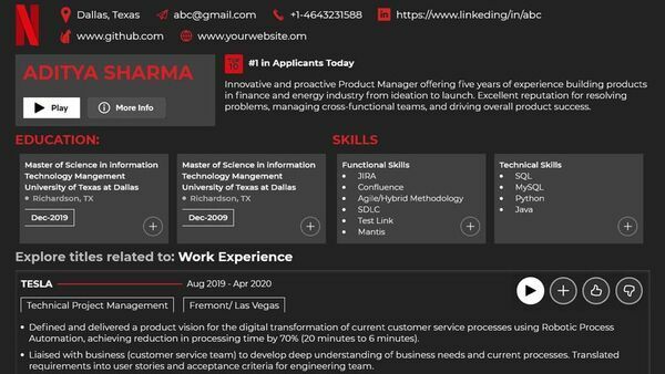 CEO shares CVs designed as Amazon, Netflix page:…