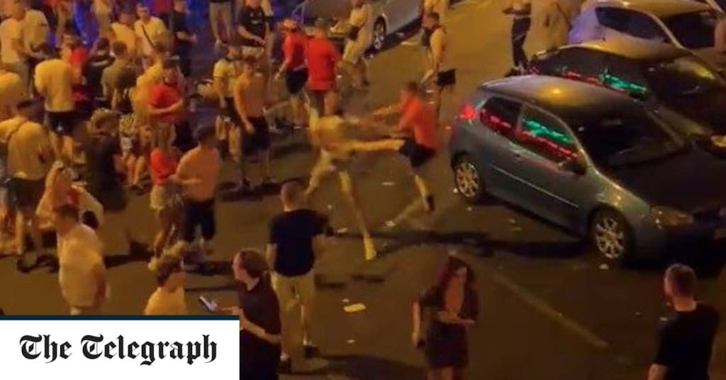 Watch: England and Wales fans clash in vicious street…