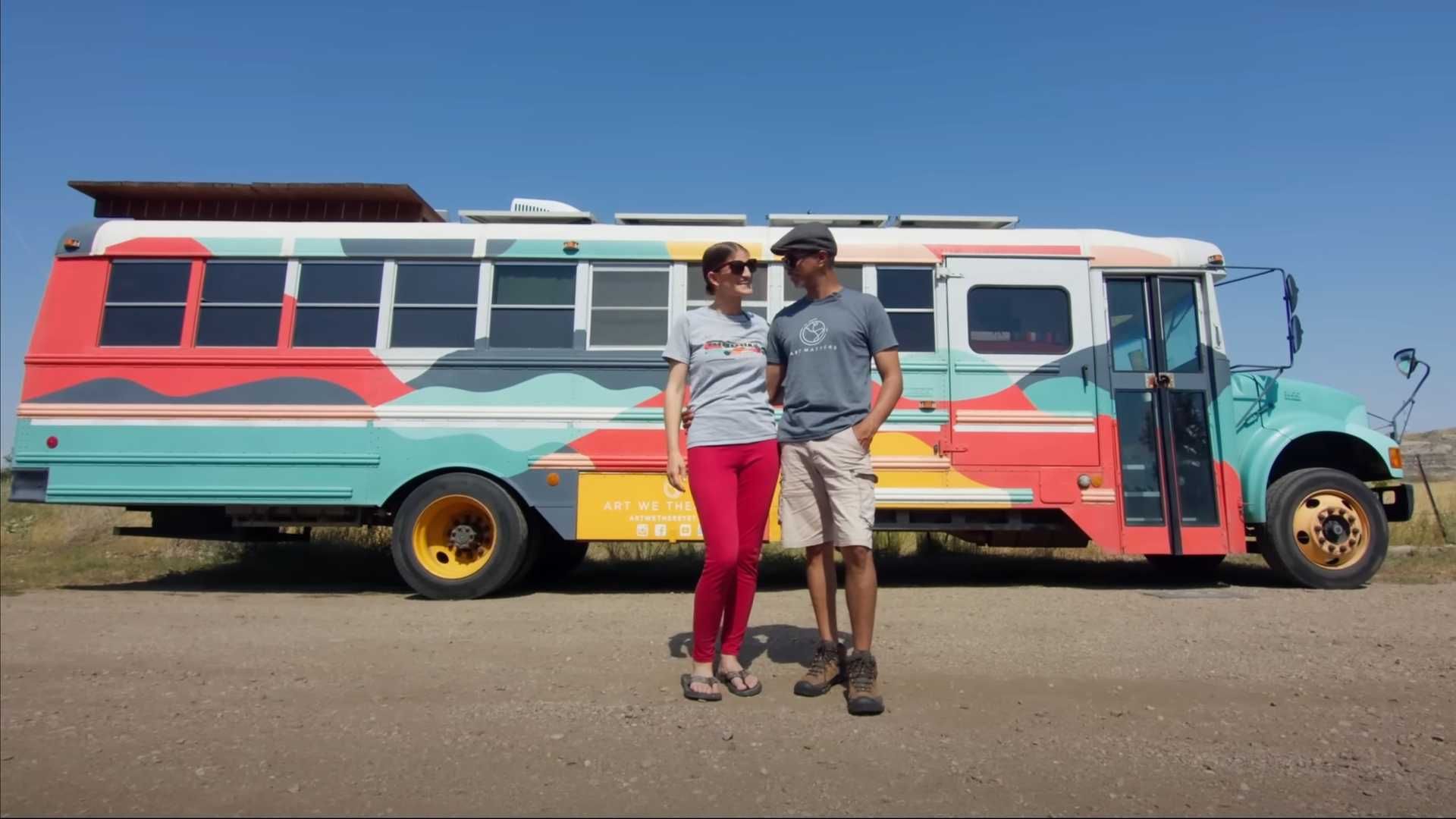 Colorful School Bus RV Conversion Is Both A Tiny Home…