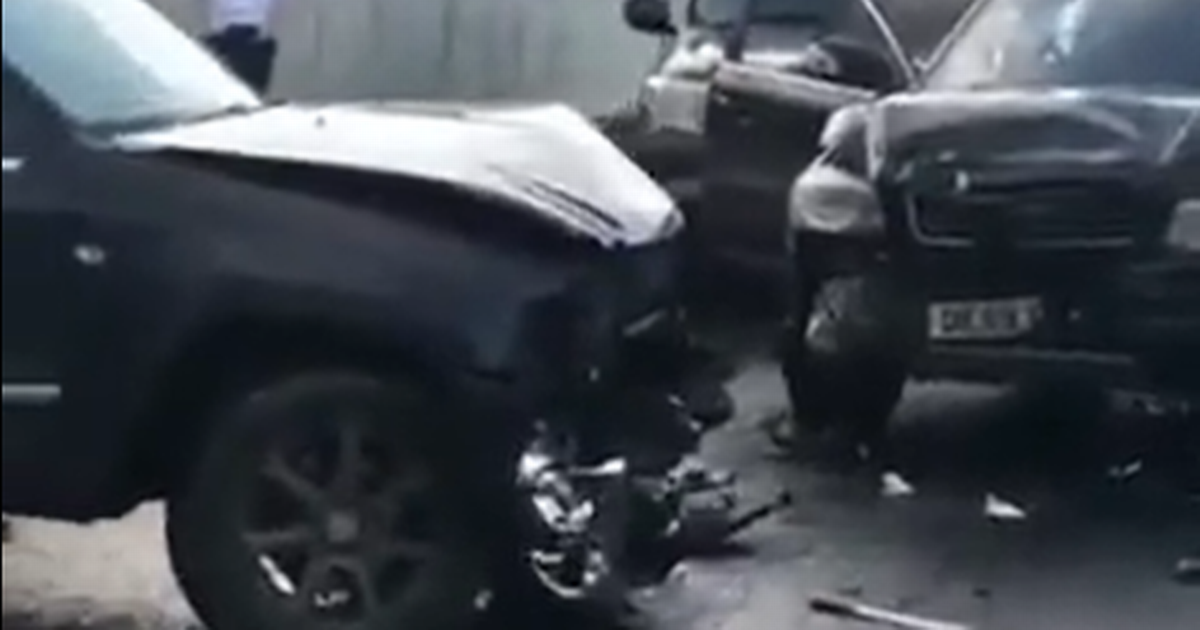 Shocking images of smashed SUVs after 'ramming'…