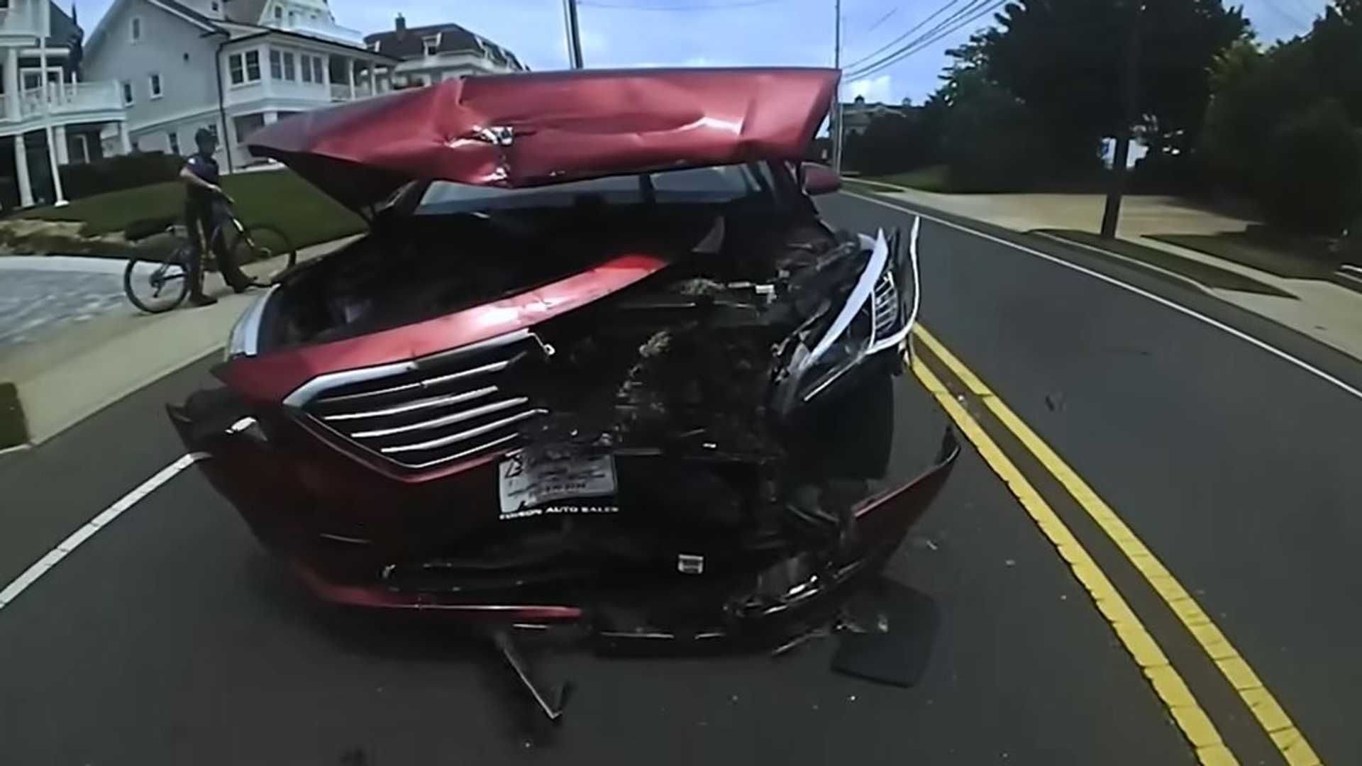Watch Car Slam Into Tesla Model X Near Roadblock And…