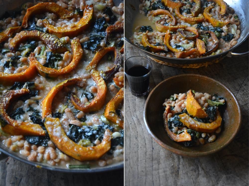 Rachel Roddy’s recipe for pumpkin, beans, greens and…
