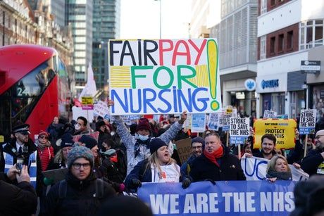 Hundreds of striking nurses march on Downing Street…