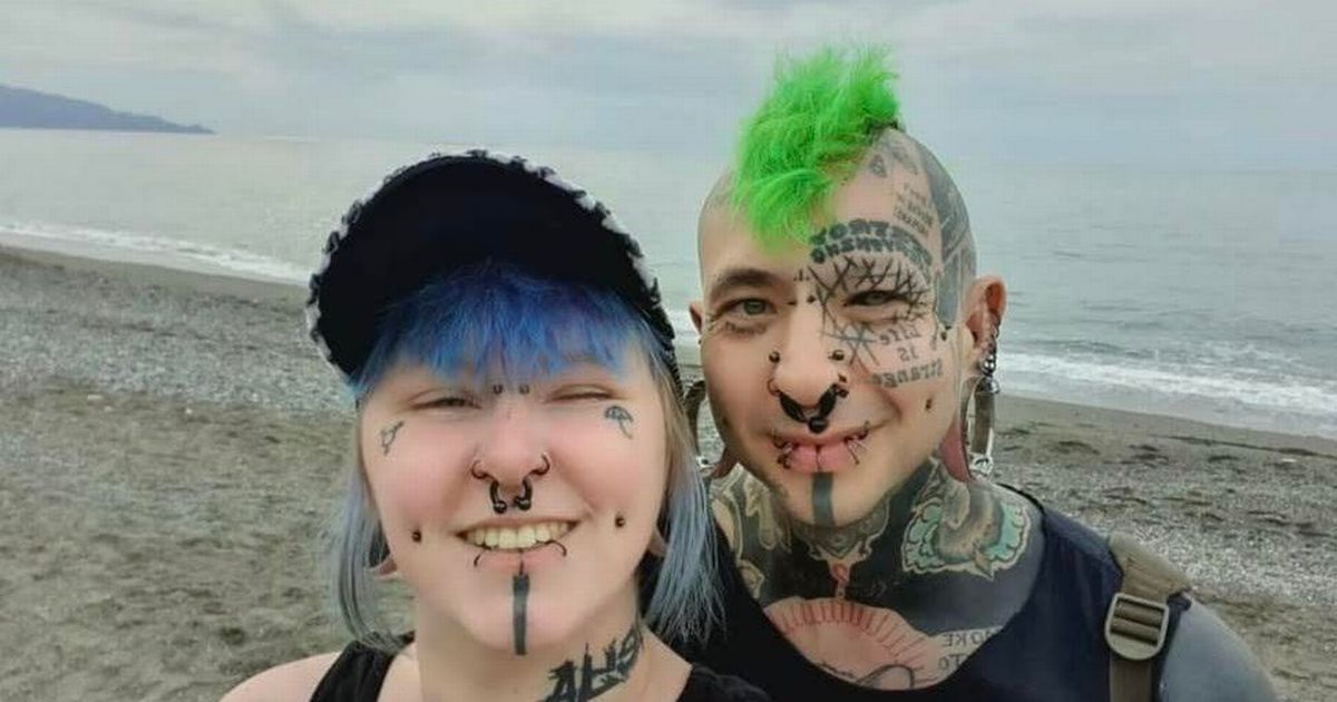Extreme body mod couple with 360 tattoos and 54…