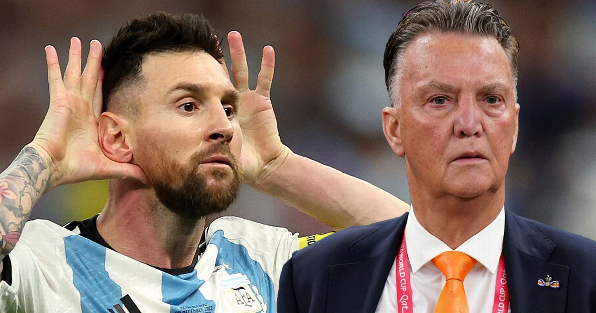 Lionel Messi's angry Louis van Gaal celebration…