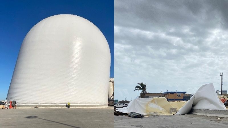 Inflatable industrial dome silo bursts 'like a…