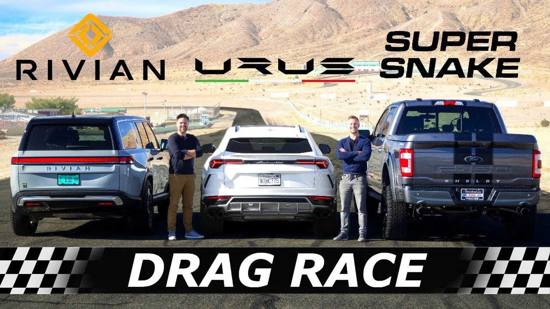Rivian R1S Electric SUV Drag Races Lambo Urus, Shelby…