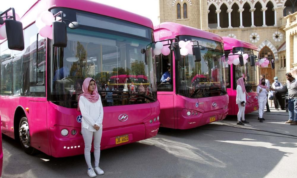 Can Karachi’s women-only pink buses drive change in…