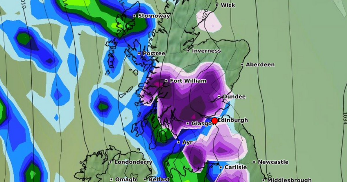 Edinburgh weather map shows snow and sleet heading for…