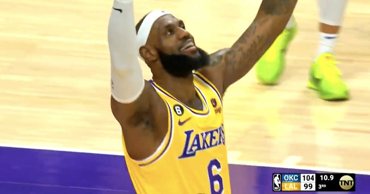 LeBron James emotional on court as Los Angeles Lakers…