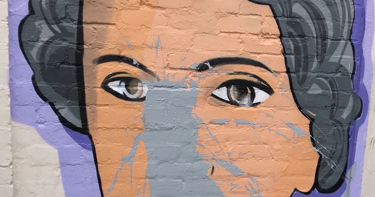 Defaced Gateshead mural of Queen Elizabeth II at…