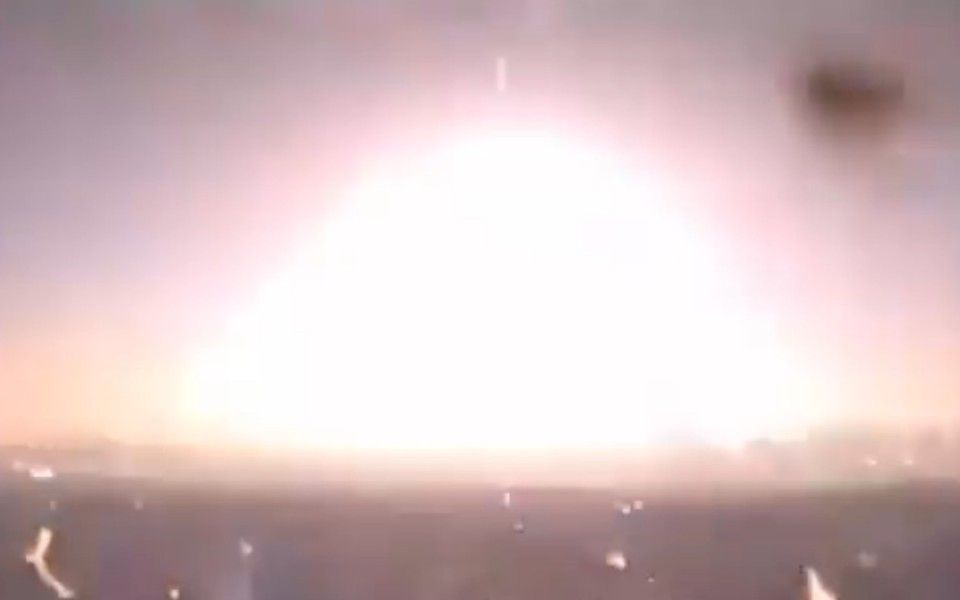 Moment of impact as blazing ‘fireball’ explodes in…